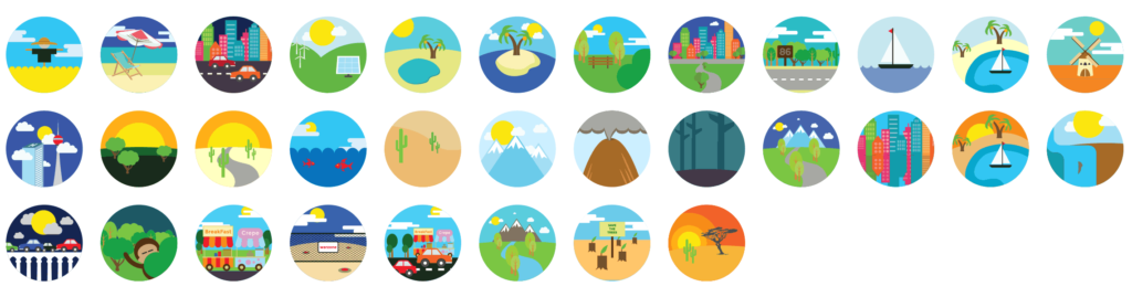 Scenicons Flat Vector Icons - Round Icons