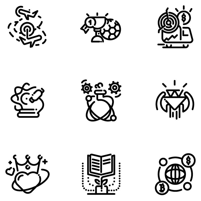 Minimal line icons - Round Icons