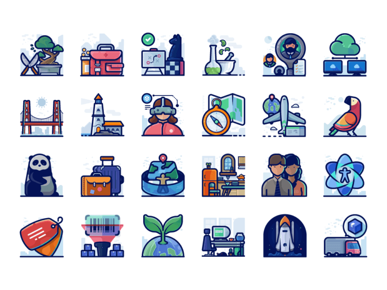 Round Icons - 45,000 Premium Icon Packed in One Bundle Flat Line Glyph