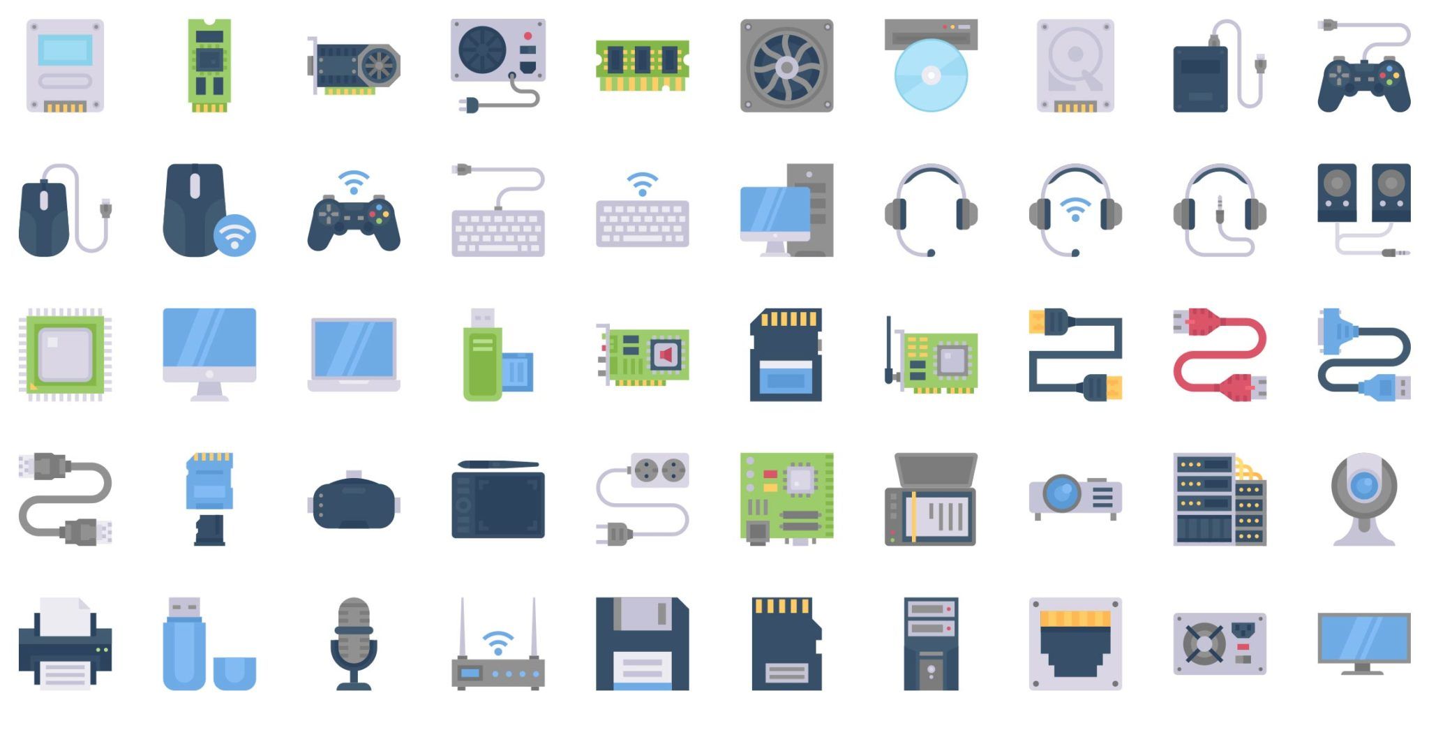 Flat Vector Icons Pack Vol 5 - Round Icons