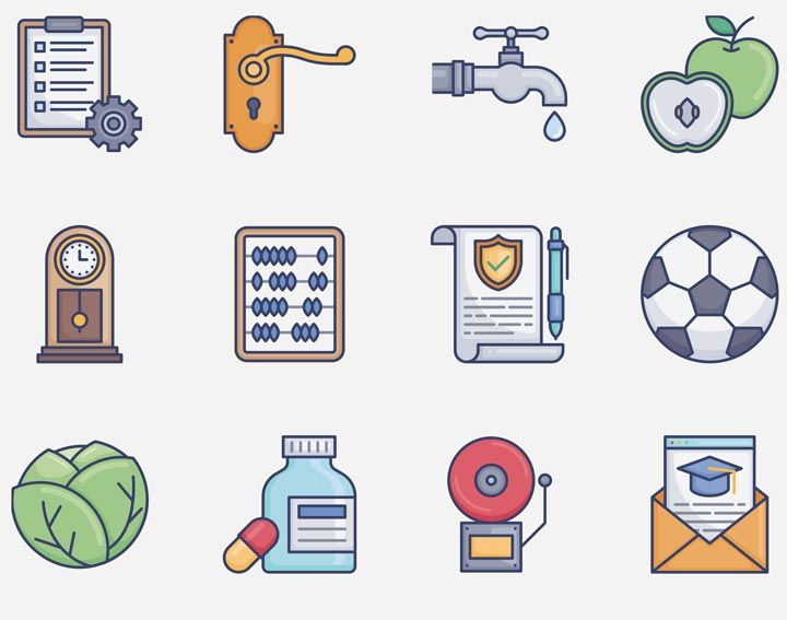 Soft outline icons - Round Icons